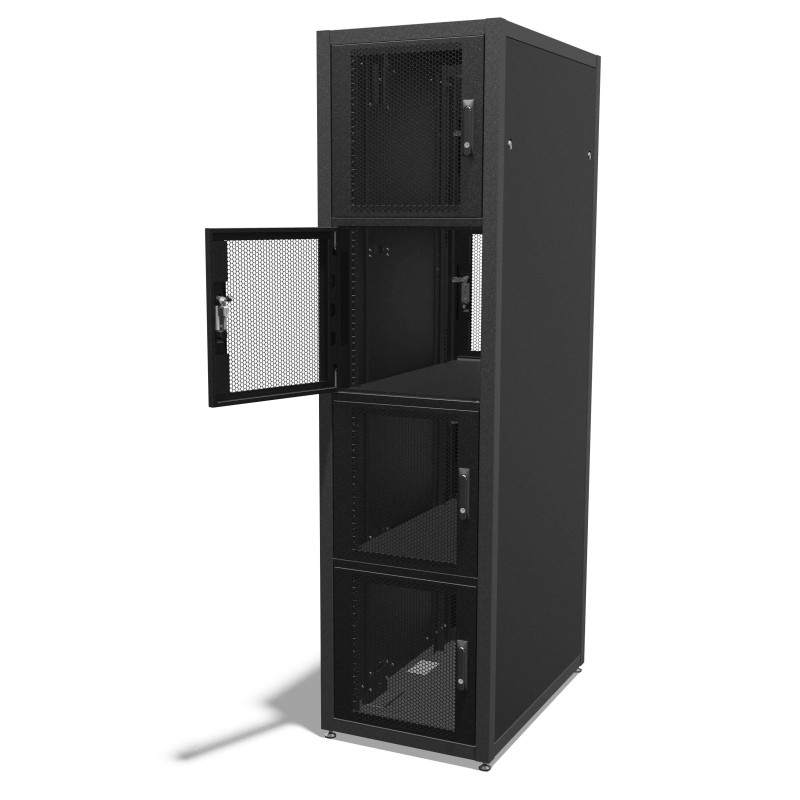 4 Compartment 42u Co-Location Server Cabinet for Data Centres - Each Secure Compartment Provides ...