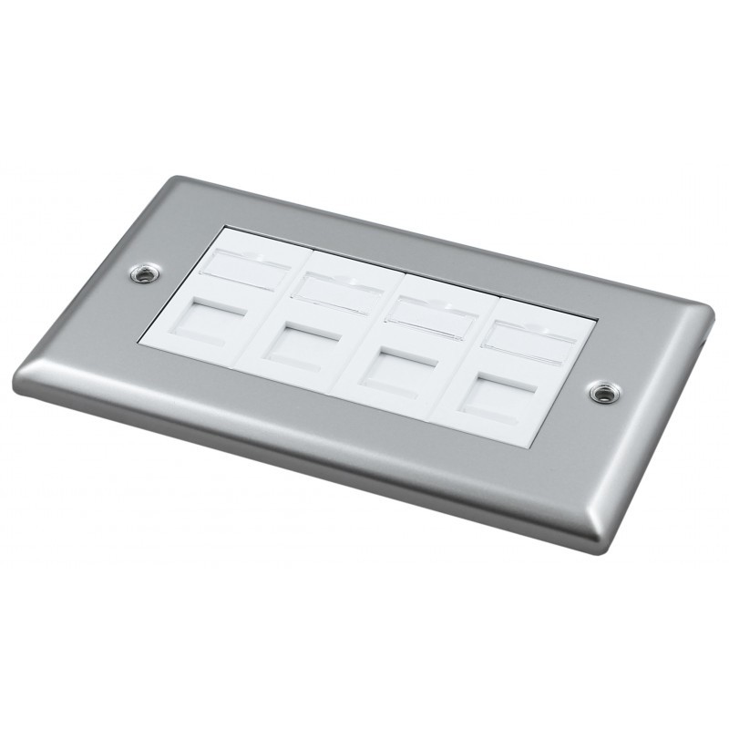 doublegang metal faceplate with 4 cat6 utp module modules