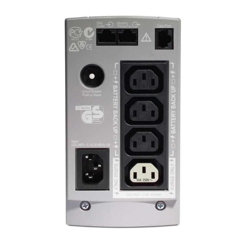 APC Back-UPS, 500VA/300W, Tower, 230V, 4x IEC C13 Outlets , User ...